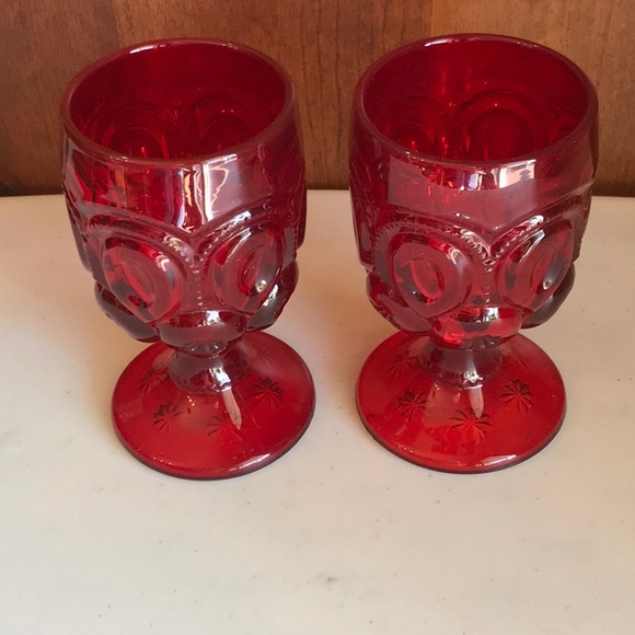 Le Smith | Dining | Set Of Two Le Smith Ruby Red Moon And Stars Footed ...